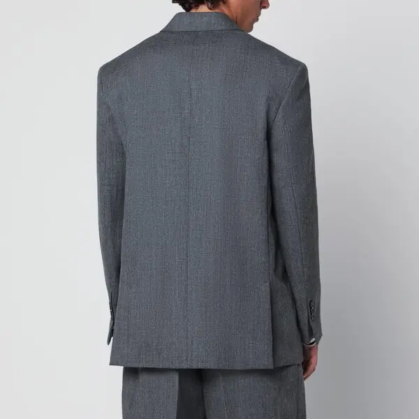AMI Paris Double-breasted Carbon Virgin Wool Blazer
