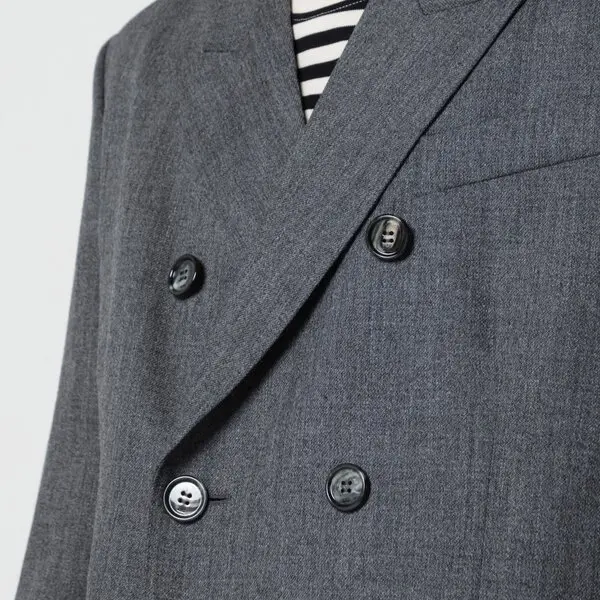 AMI Paris Double-breasted Carbon Virgin Wool Blazer
