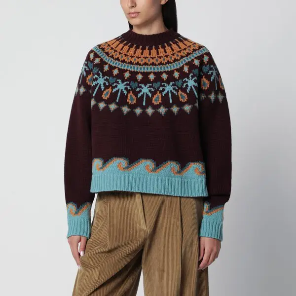 Alanui Sweet Winter Burgundy Virgin Wool Sweater