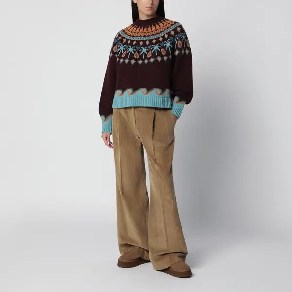 Alanui Sweet Winter Burgundy Virgin Wool Sweater