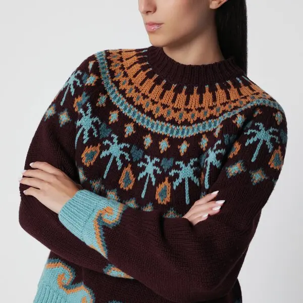 Alanui Sweet Winter Burgundy Virgin Wool Sweater