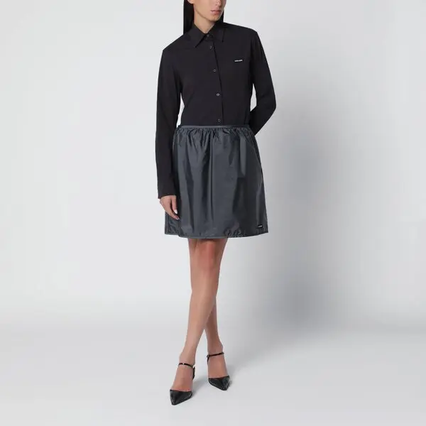 Miu Miu Hematite Technical Fabric Skirt