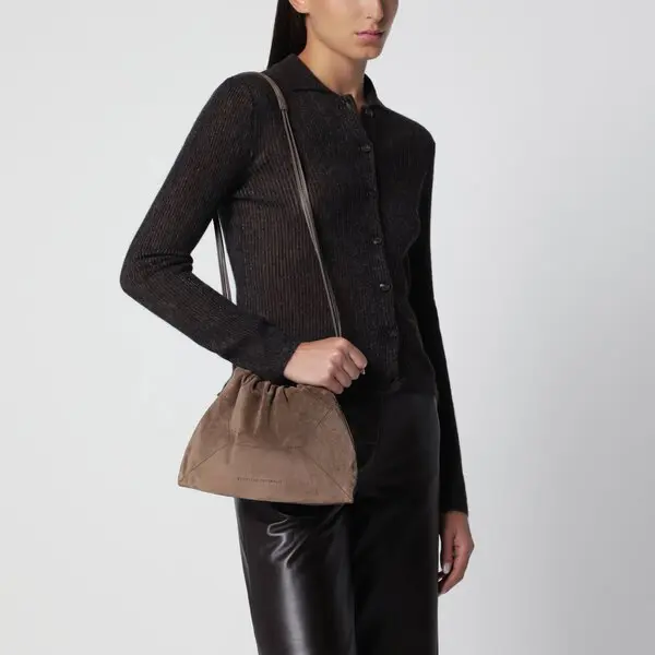 Brunello Cucinelli Suede Duo Pouch Bag With Monile - Brown