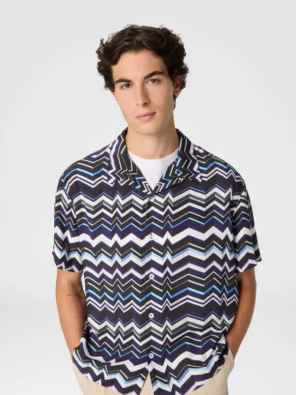 Missoni Bowling Shirt In Viscose With Zigzag Print