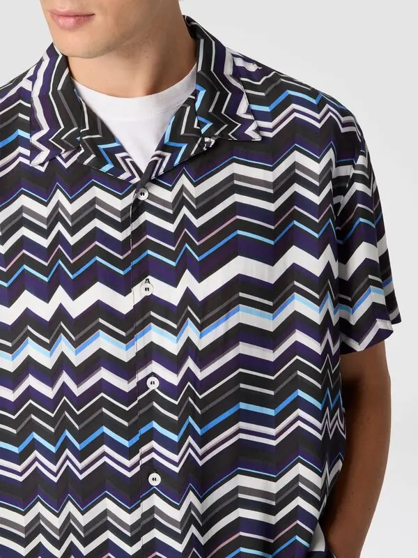 Missoni Bowling Shirt In Viscose With Zigzag Print