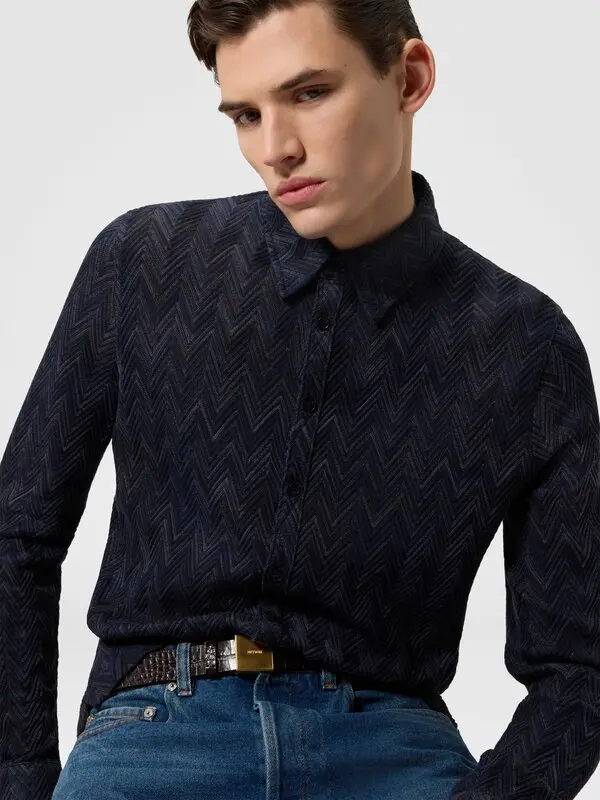 Missoni Striped Wool And Viscose Knit Shirt
