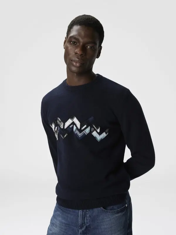 Missoni Crew Neck Sweater With Zigzag Detail
