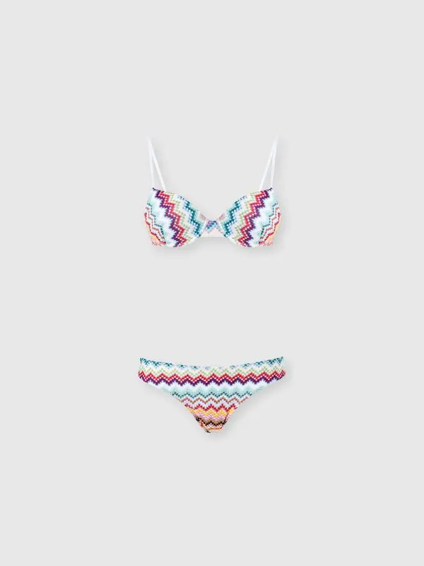 Missoni Balcony Bikini In Lamé Viscose With Zigzag Pixel-effect Pattern - Multicoloured