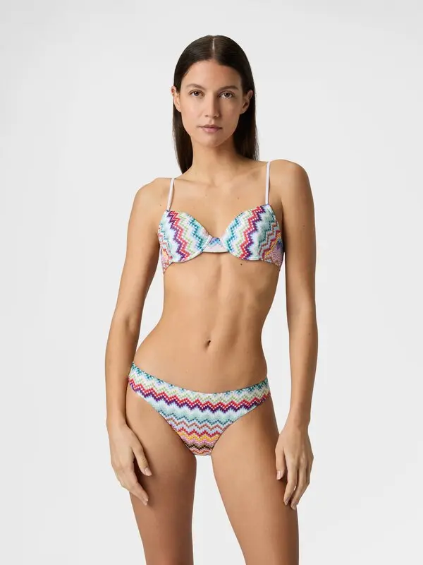 Missoni Balcony Bikini In Lamé Viscose With Zigzag Pixel-effect Pattern - Multicoloured