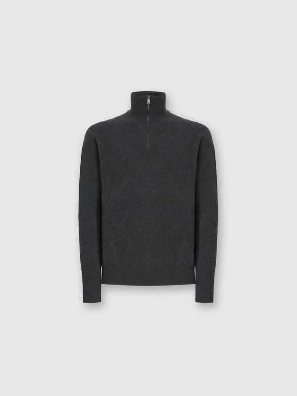Missoni Half-zip Sweater With Tone-on-tone Zigzag Pattern