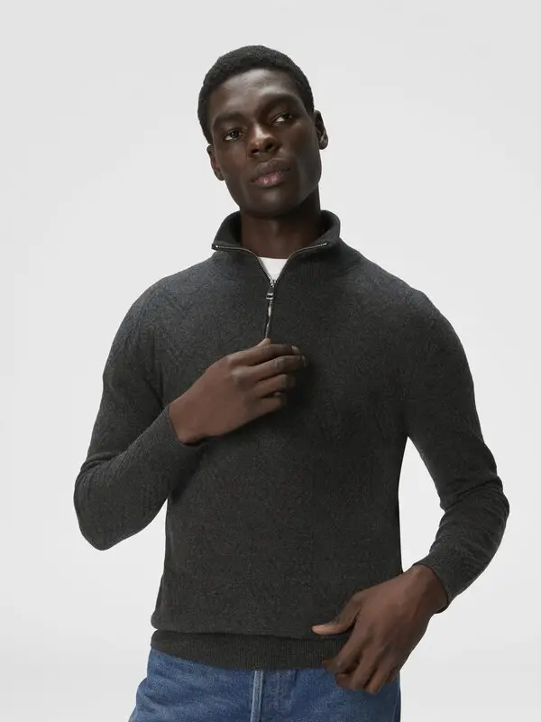 Missoni Half-zip Sweater With Tone-on-tone Zigzag Pattern
