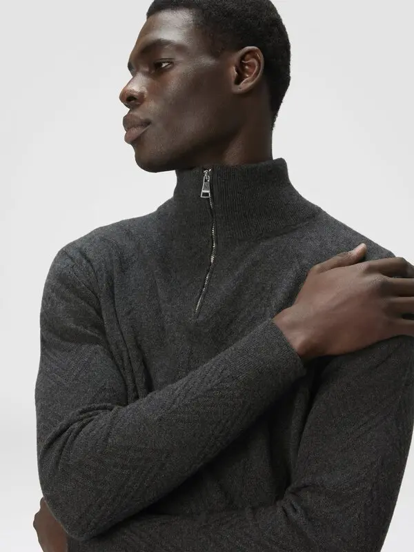 Missoni Half-zip Sweater With Tone-on-tone Zigzag Pattern