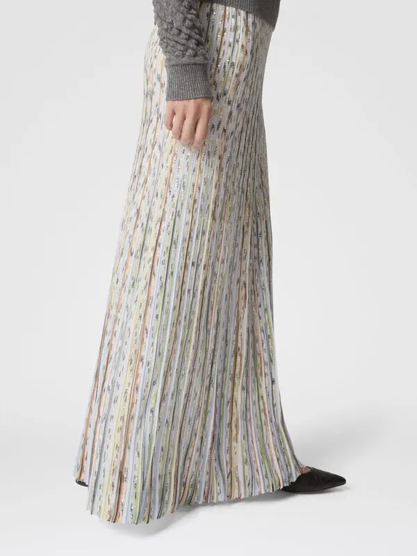 Missoni Flame Ribbed Viscose Long Skirt With Sequins