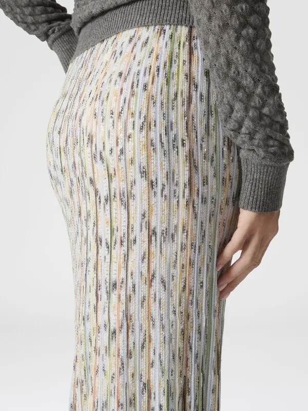 Missoni Flame Ribbed Viscose Long Skirt With Sequins