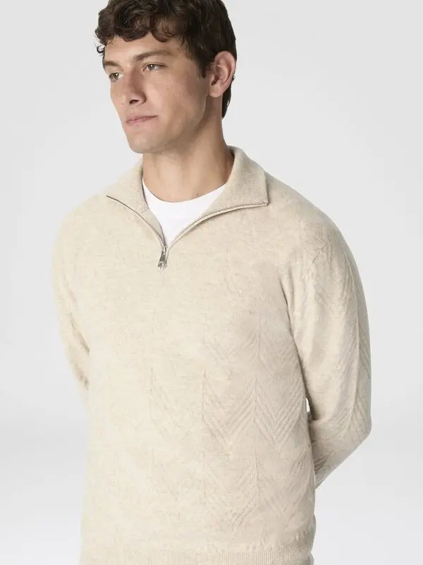Missoni Half-zip Sweater With Tone-on-tone Zigzag Pattern