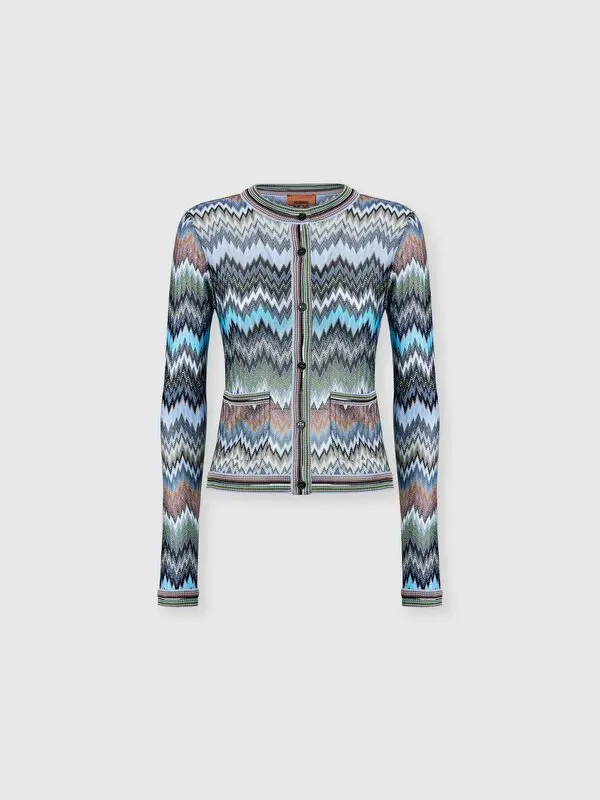 Missoni Snake-pattern Viscose Chevron Cardigan With Patch Pockets