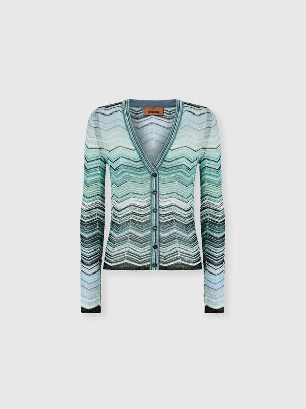 Missoni Cardigan In Viscose Chevron Lamé With Sequins