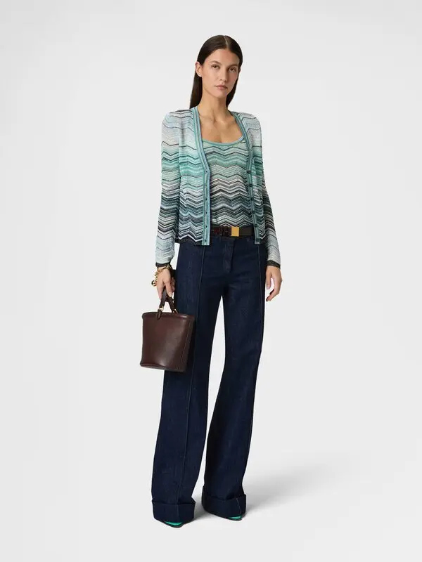 Missoni Cardigan In Viscose Chevron Lamé With Sequins