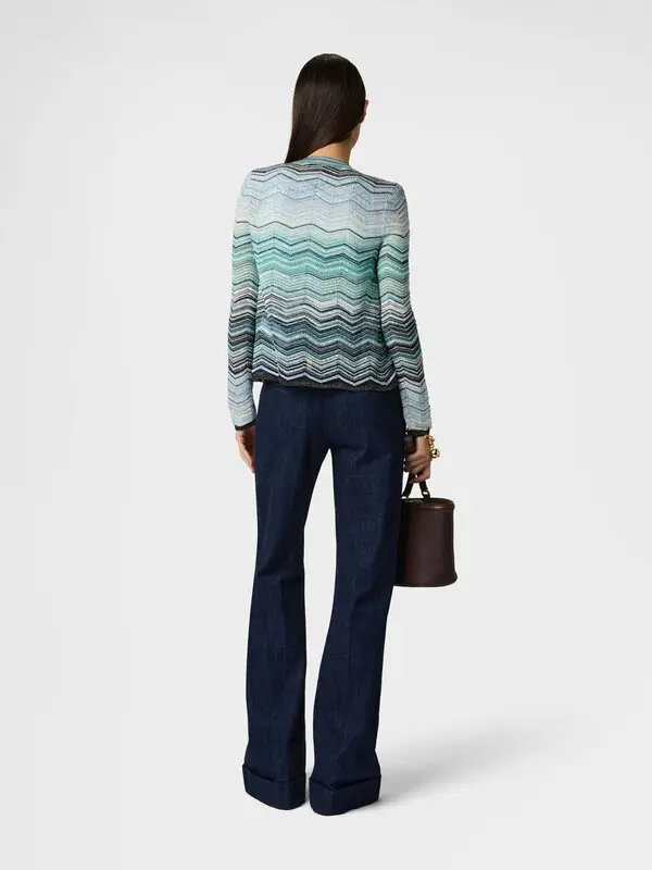 Missoni Cardigan In Viscose Chevron Lamé With Sequins