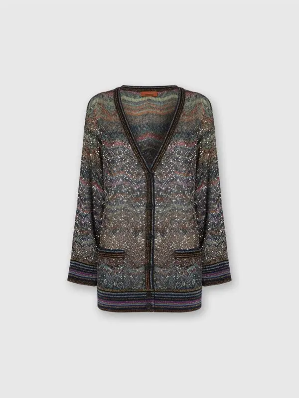 Missoni Oversized V-neck Cardigan With Zigzag Pattern