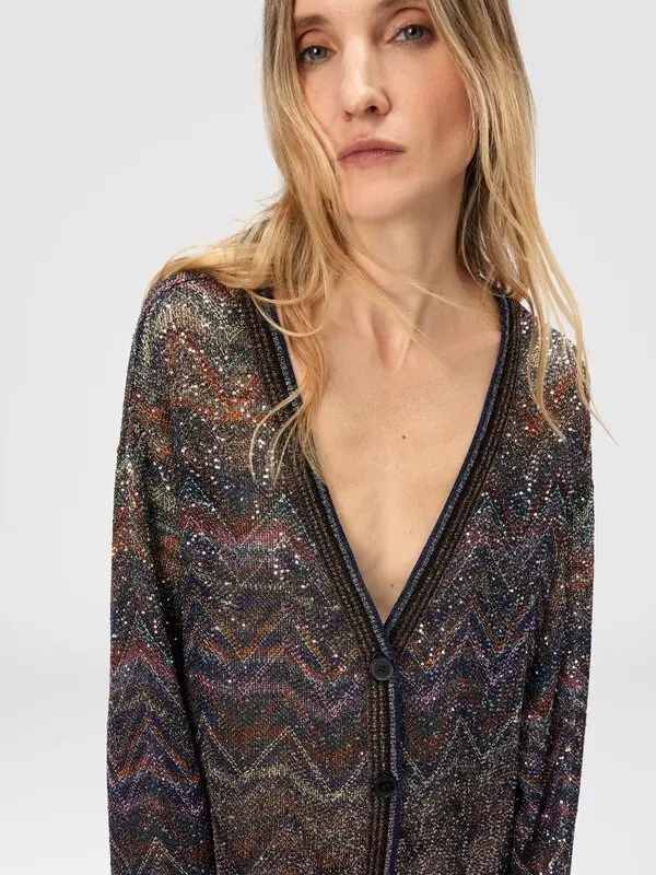 Missoni Oversized V-neck Cardigan With Zigzag Pattern
