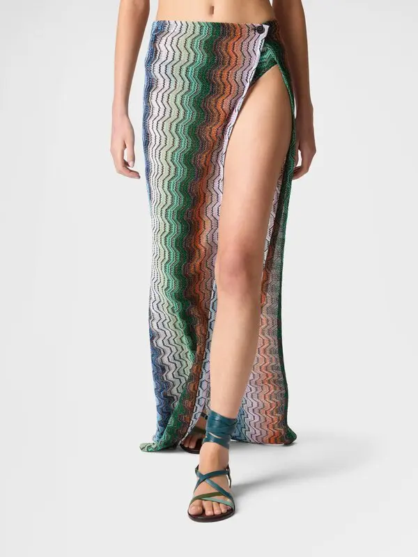 Missoni Viscose Lamé Greek Motif Long Skirt