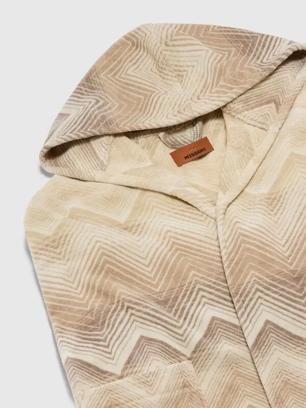 Missoni Marea Hooded Bathrobe In Cotton Terry With Chevron Pattern