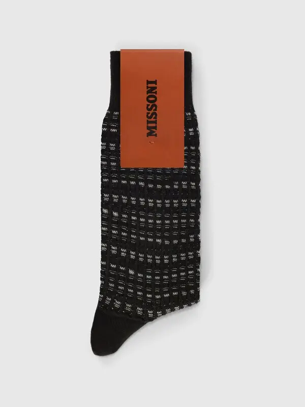 Missoni Mid-length Cotton-blend Socks With Check Pattern