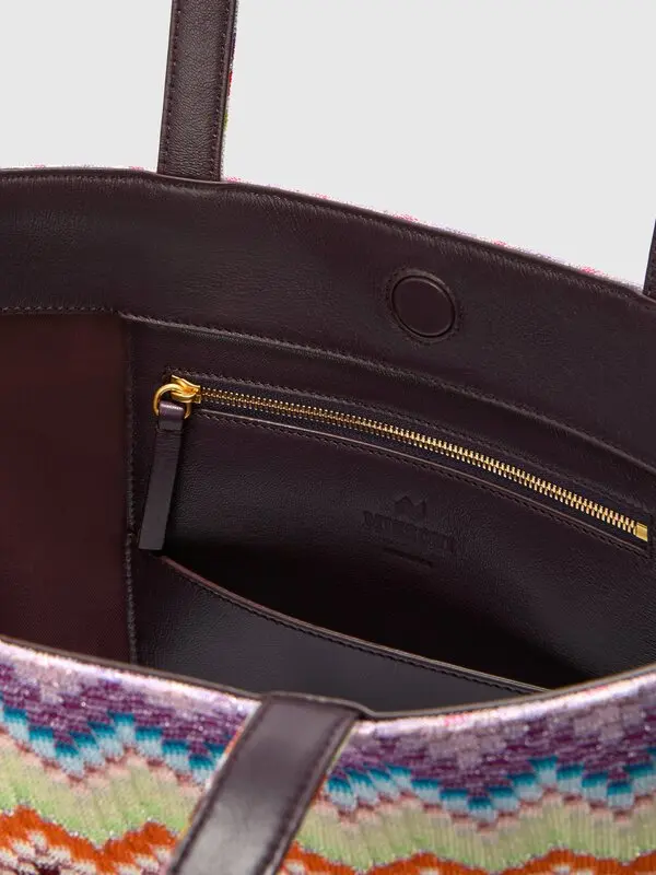 Missoni Leather And Canvas Shopper Bag