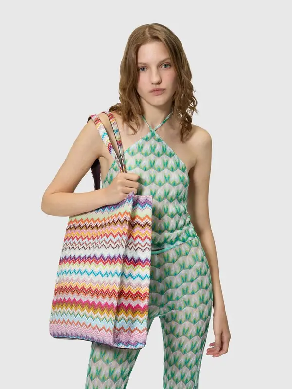 Missoni Leather And Canvas Shopper Bag