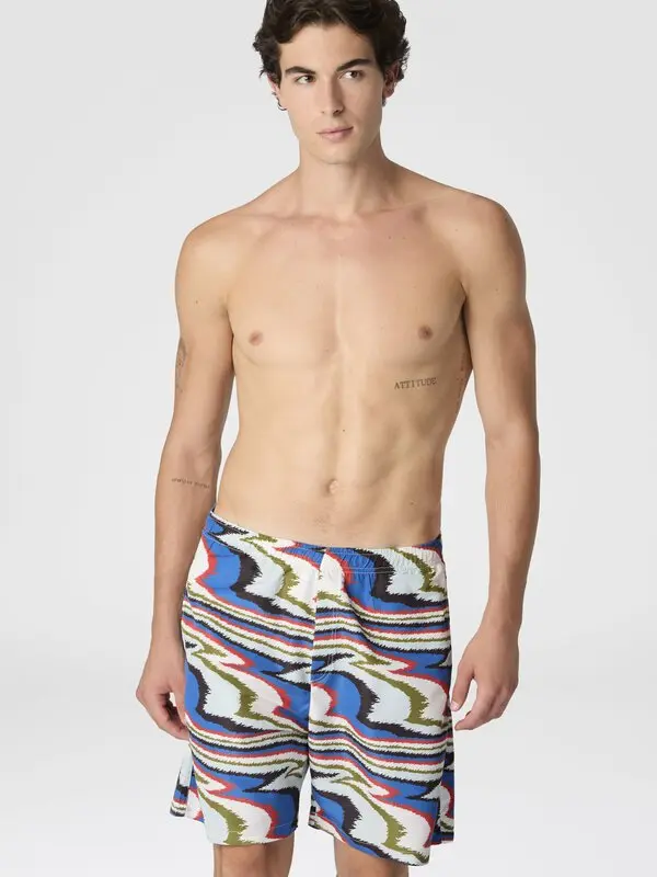 Missoni Long Swim Shorts With Irregular Zigzag Print