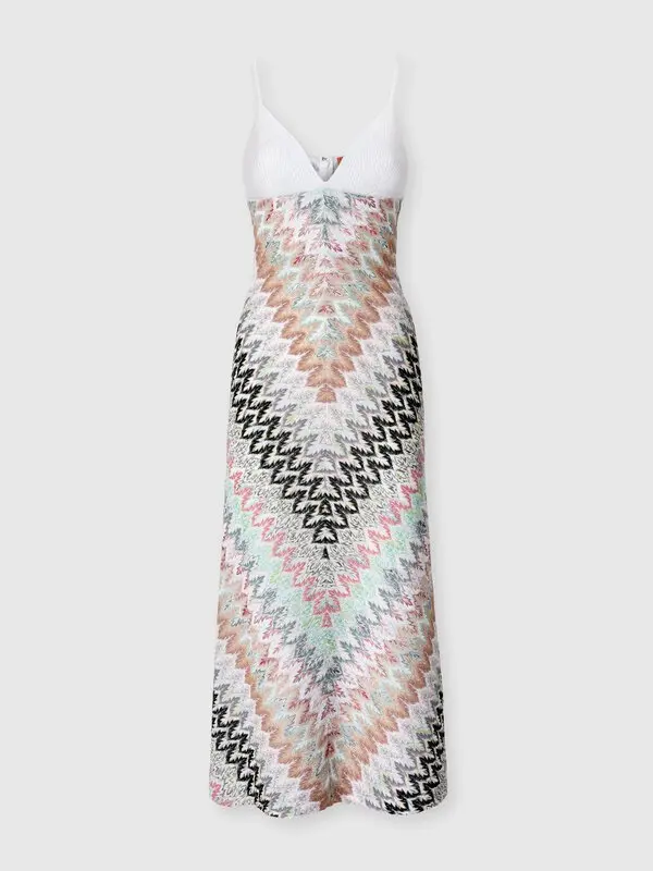 Missoni Sleeveless Long Dress With Contrast Bodice - Multicoloured