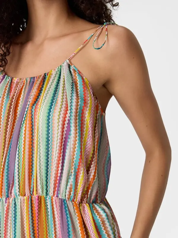 Missoni Long Flounced Cover-up In Cotton And Silk With Zigzag Pattern
