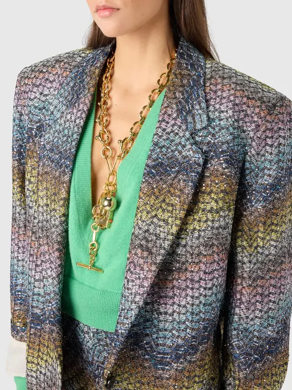 Missoni Oversized Single-breasted Blazer In Viscose Lamé With Sequins