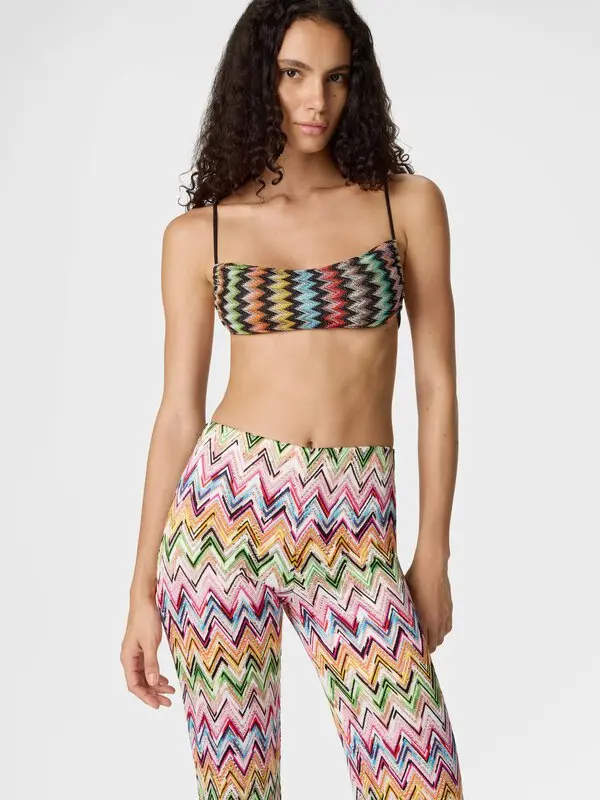 Missoni Flared Pants In Stretch Viscose With Lace Pattern And Zigzag Motif - Multicoloured