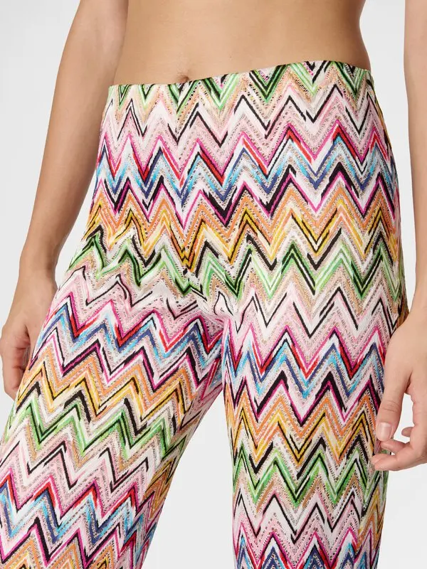 Missoni Flared Pants In Stretch Viscose With Lace Pattern And Zigzag Motif - Multicoloured