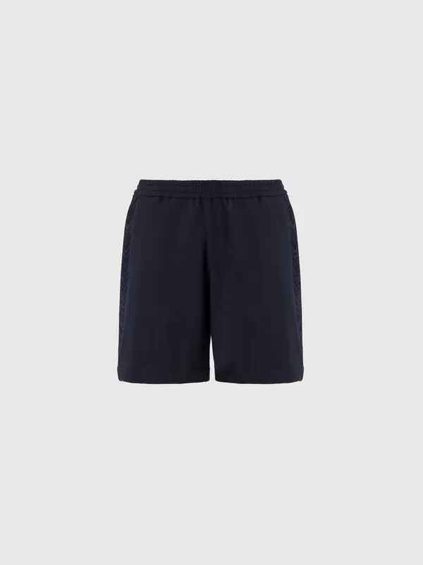 Missoni Cotton Fleece Shorts With Knit Inserts - Blue
