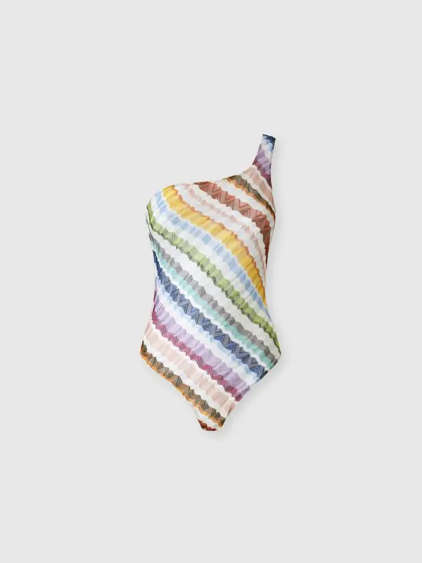Missoni One-shoulder Zig Zag One-piece Swimsuit - Multicoloured