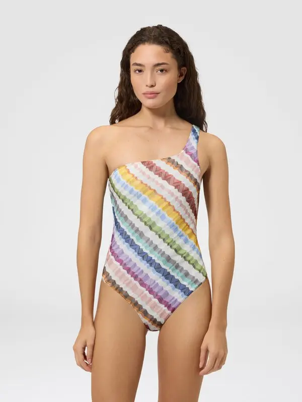 Missoni One-shoulder Zig Zag One-piece Swimsuit
