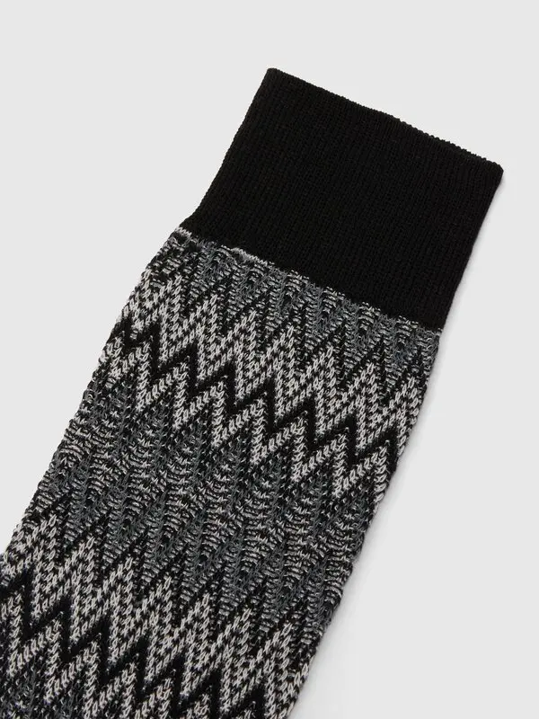 Missoni Mid-length Cotton-blend Socks With Dégradé Zigzag