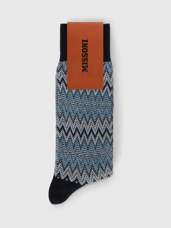 Missoni Mid-length Cotton-blend Socks With Dégradé Zigzag
