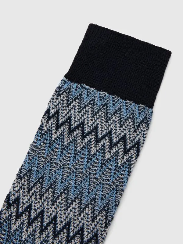 Missoni Mid-length Cotton-blend Socks With Dégradé Zigzag