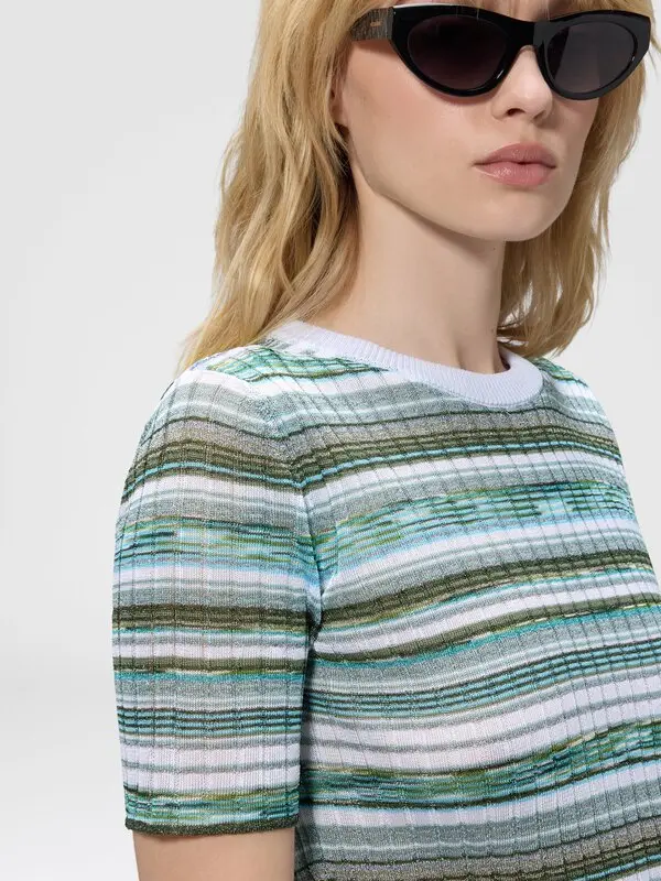 Missoni Short-sleeve Ribbed Viscose-blend Sweater