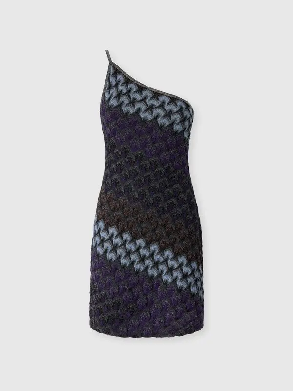 Missoni One-shoulder Viscose Lamé Mini Dress