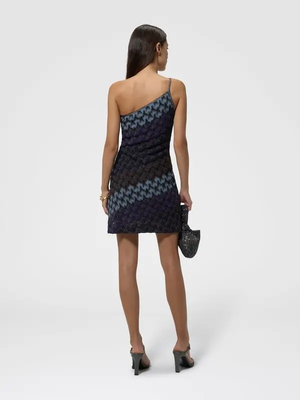 Missoni One-shoulder Viscose Lamé Mini Dress