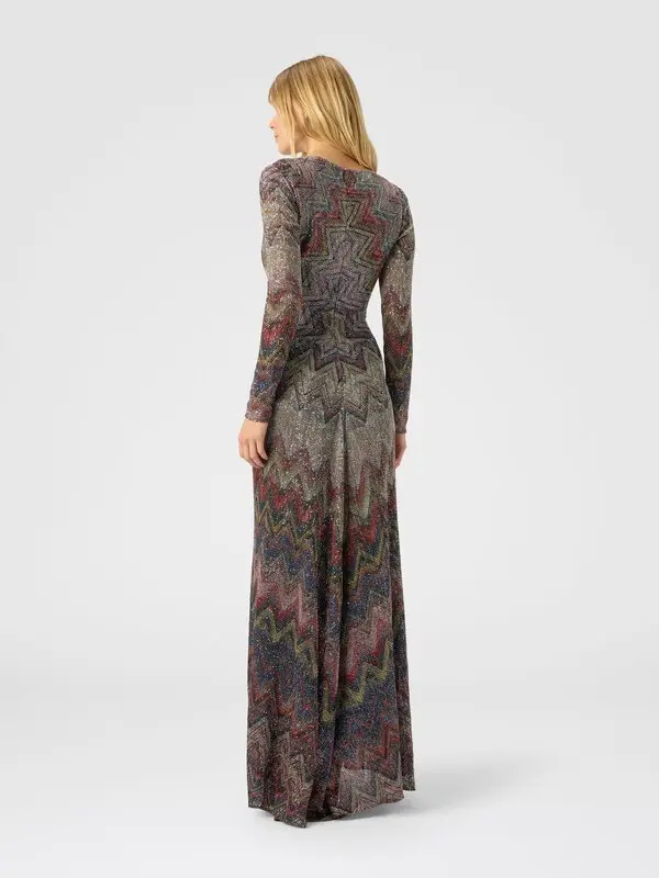 Missoni Long Dress With V-neck And Zigzag Pattern