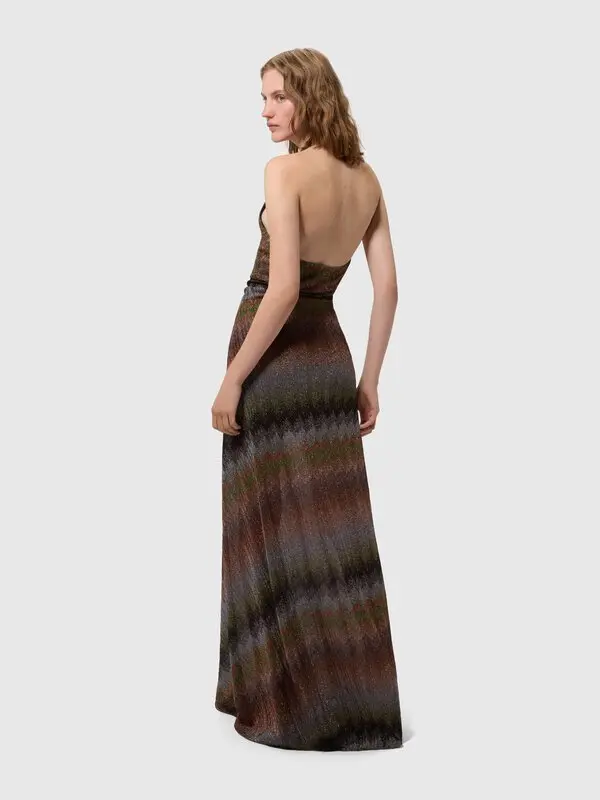 Missoni Snake-pattern Viscose Lamé Gown With Halter Neck