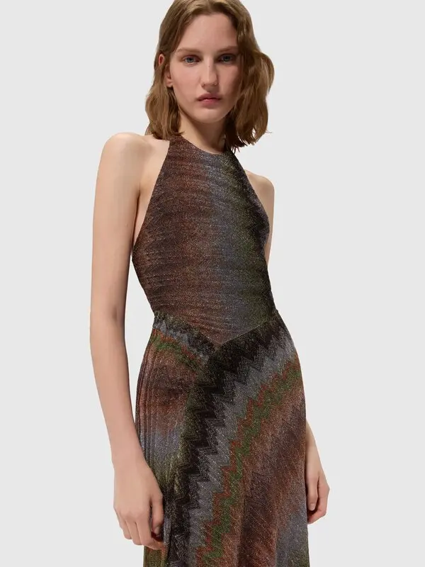 Missoni Snake-pattern Viscose Lamé Gown With Halter Neck
