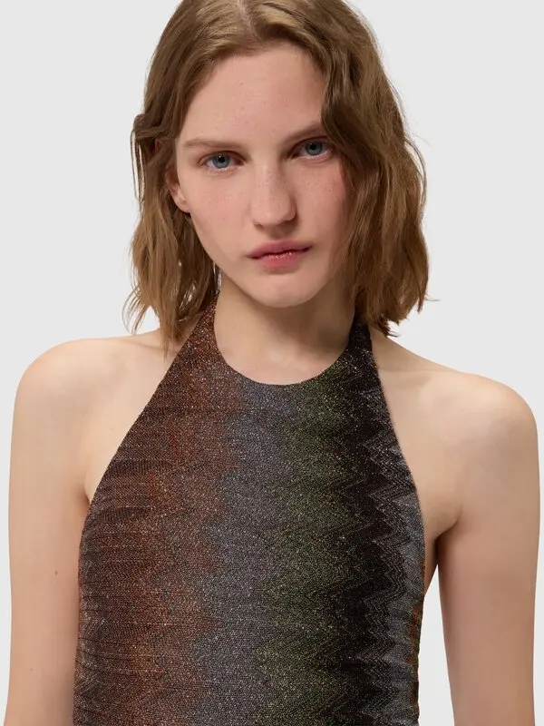 Missoni Snake-pattern Viscose Lamé Gown With Halter Neck