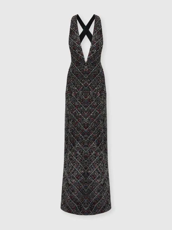 Missoni Long Dress With V-neck And Check Pattern